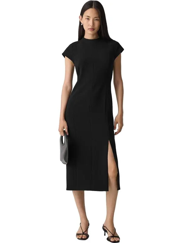 Theory Admiral Crepe Short-sleeve Midi Dress - Black