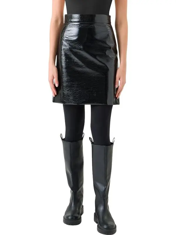 Akris Crinkled Lacquer Miniskirt - Black