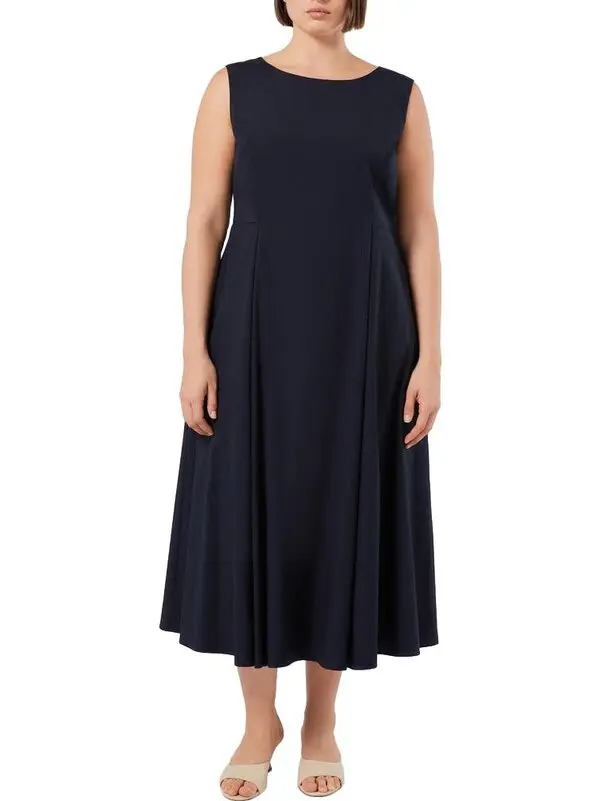 Marina Rinaldi Zimino Sleeveless Stretch Cotton Midi Dress - Midnight Blue