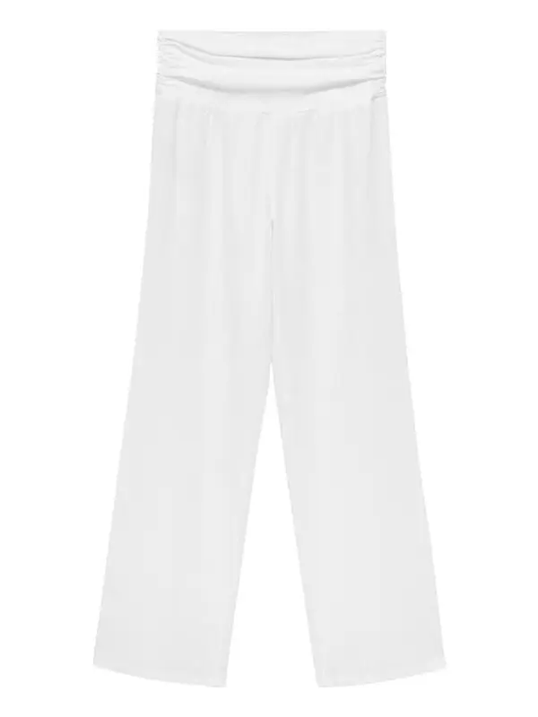 Mango Drape Waist Wide Leg Linen Blend Pants - White