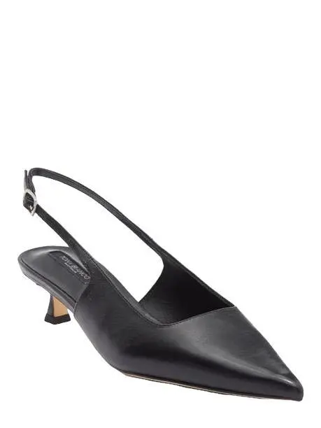 TONY BIANCO Crush Slingback Pointed Toe Kitten Heel Pump - Black Vintage
