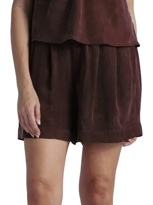 ALAS High Waisted Cupro Shorts - Rust