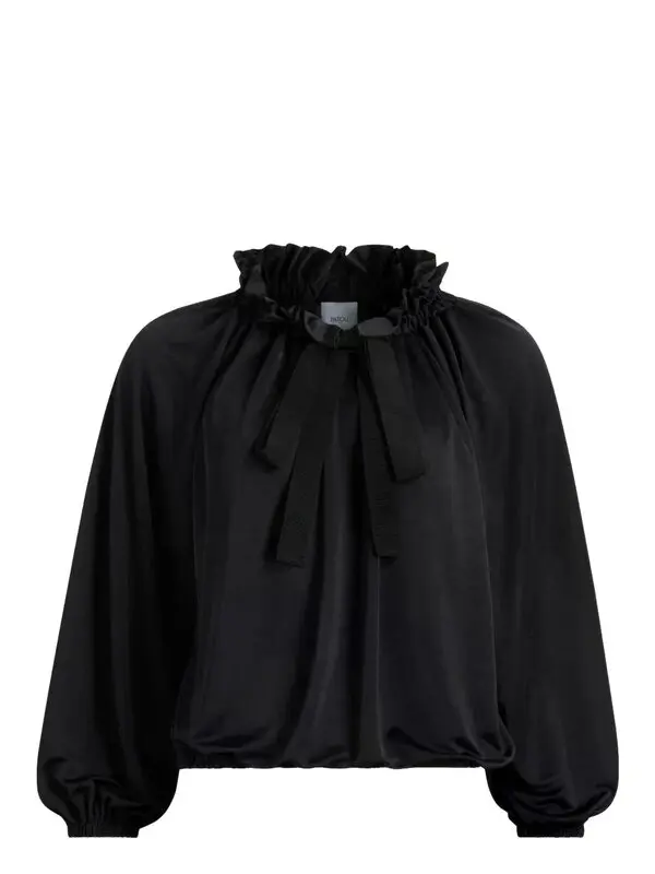 Patou Ruffled Drawstring Top - Black