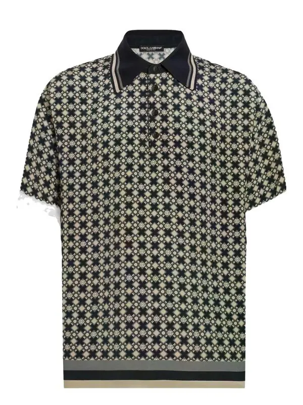 Dolce & Gabbana Geometric-pattern Polo Shirt - Blue