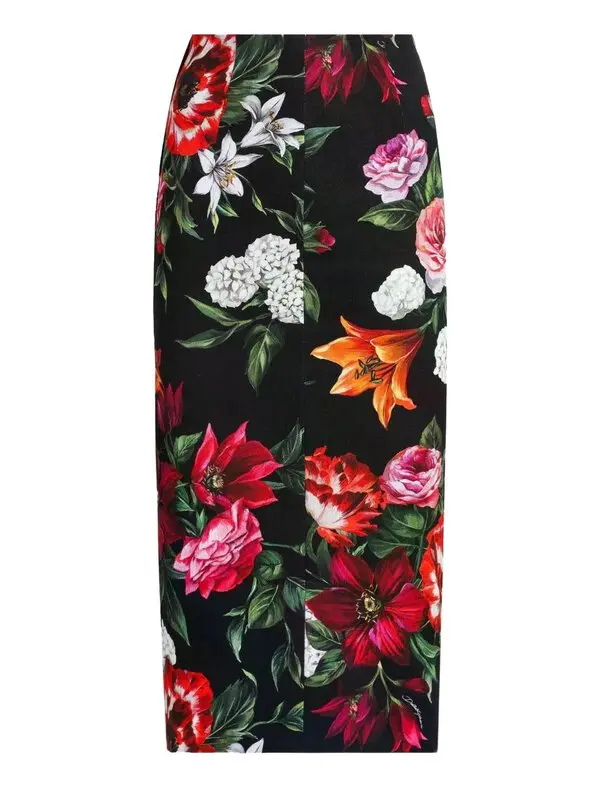 Dolce & Gabbana Printed Midi Skirt - Black