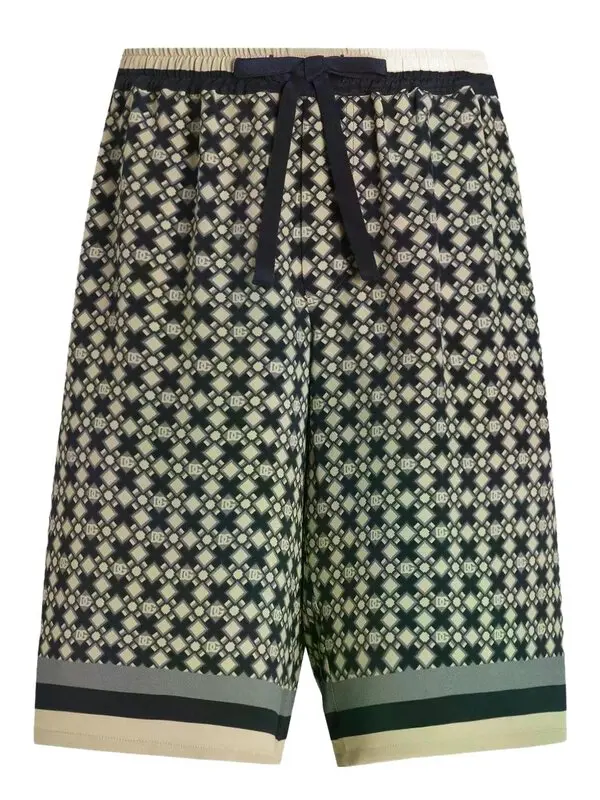 Dolce & Gabbana Geometric-pattern Drawstring Shorts - Black