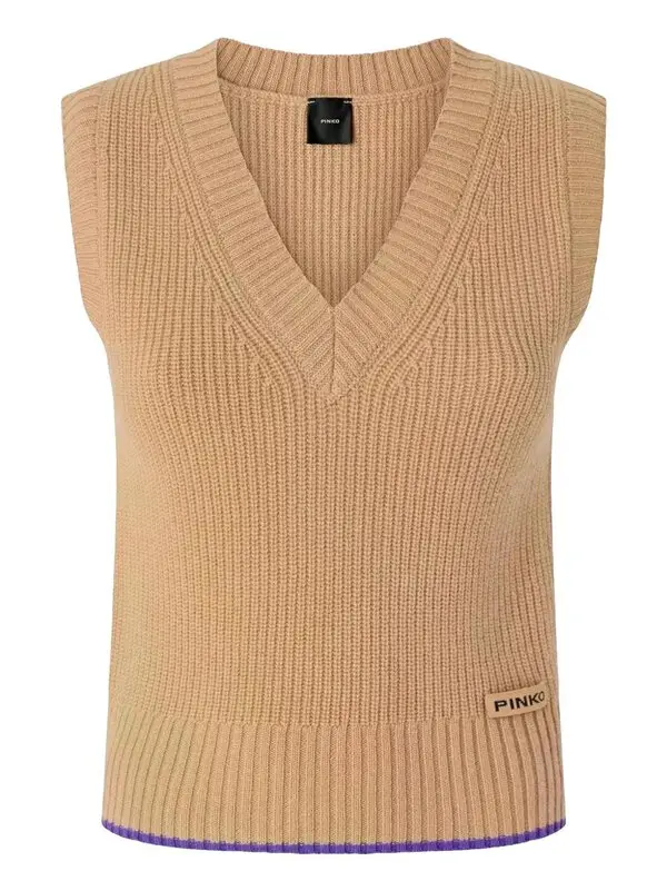 Pinko V-neck Waistcoat - Brown
