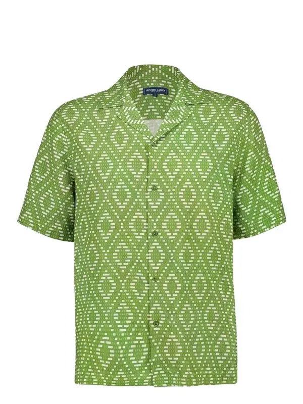 Frescobol Carioca Roberto Short-sleeve Raffia-print Shirt - Green