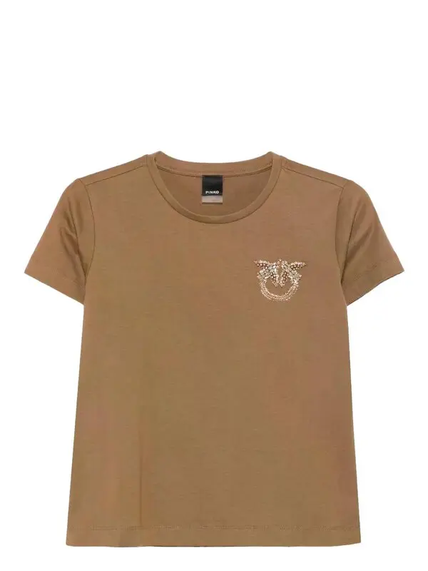 Pinko Embellished Logo T-shirt - Brown