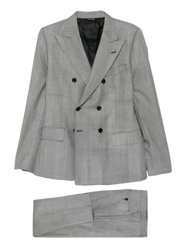 REVERES 1949 Double-breasted Checked-pattern Suit - Grey