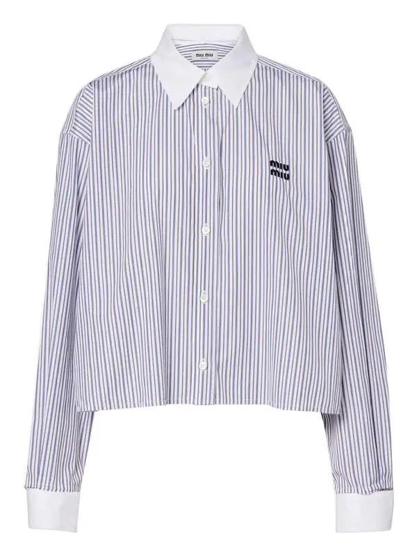 Miu Miu Striped Cotton Poplin Shirt - White