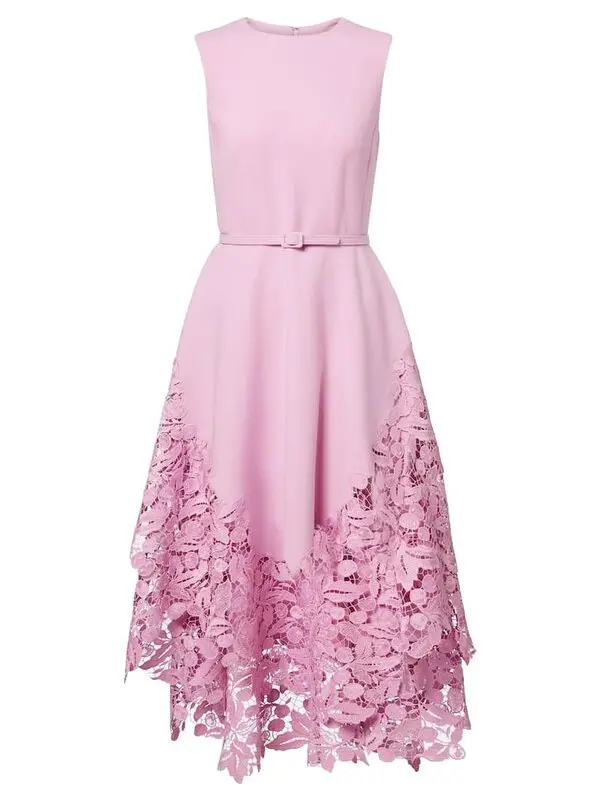 Oscar De La Renta Wool-blend And Lace Cocktail Dress - Pink