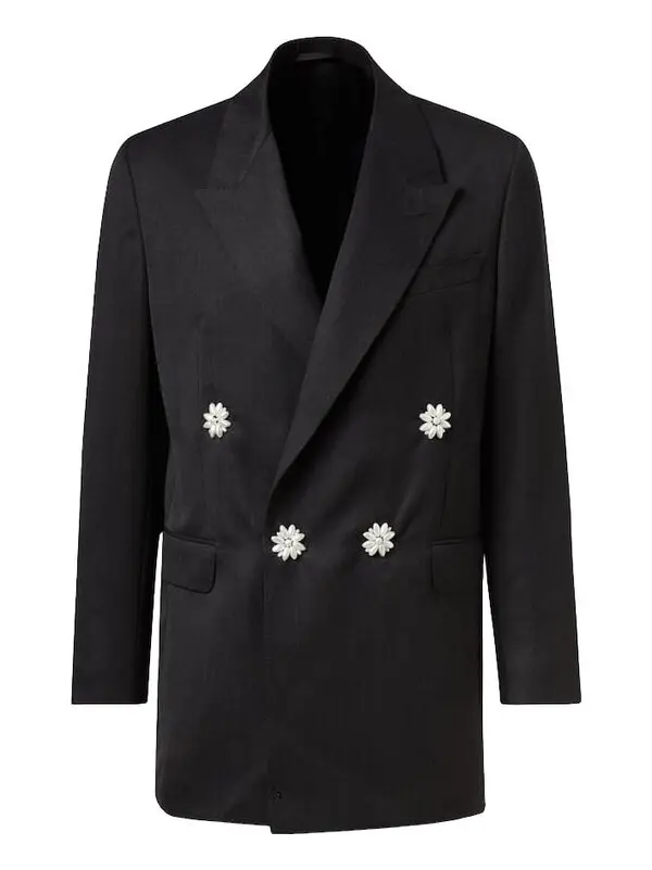 Simone Rocha Embellished Double-breasted Blazer - Black