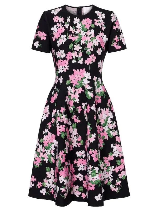 Carolina Herrera Floral Print Mini Dress - Black