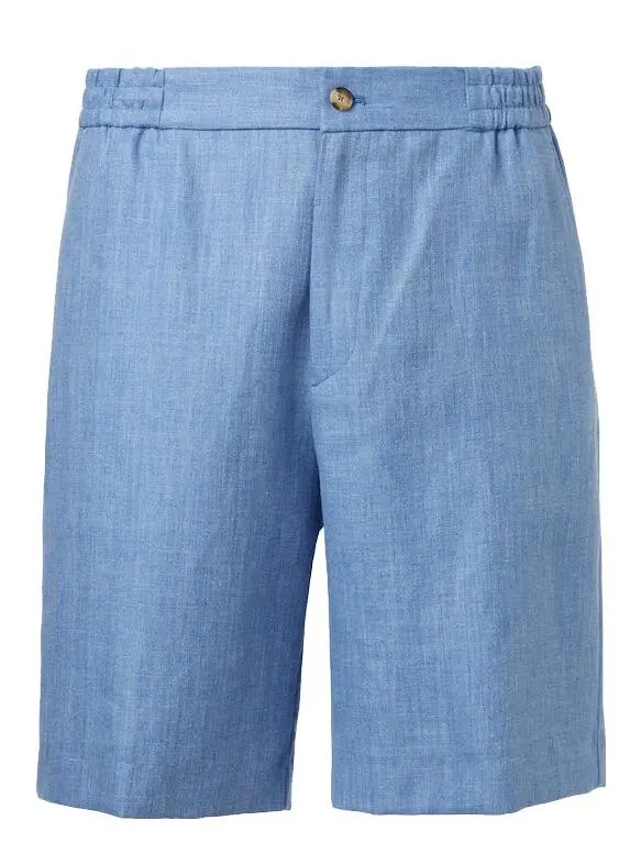 Etro Linen And Wool Shorts - Blue