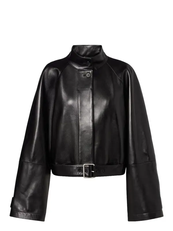 Loewe Cropped Leather Jacket - Black