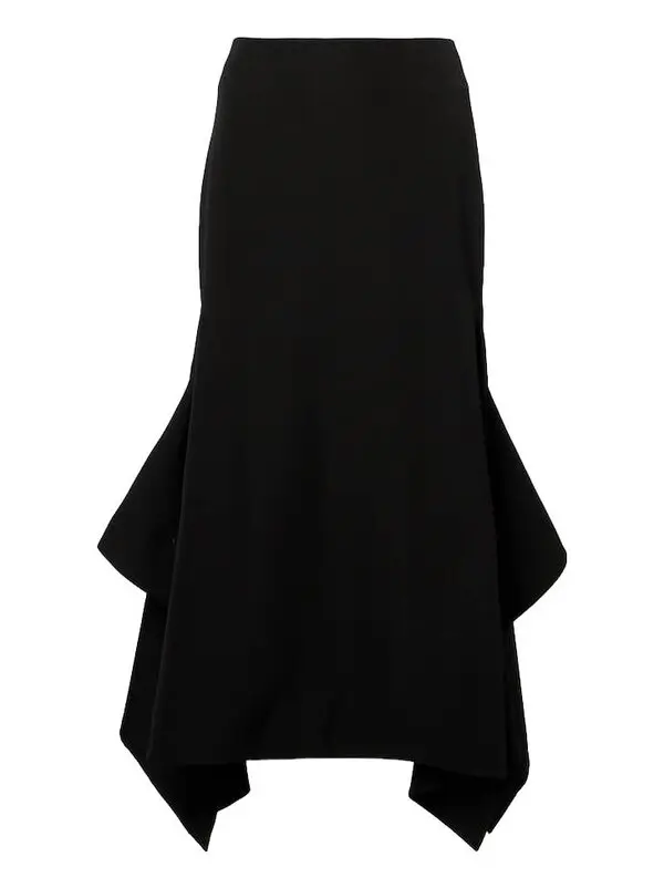 Erdem Draped Virgin Wool Midi Skirt - Black