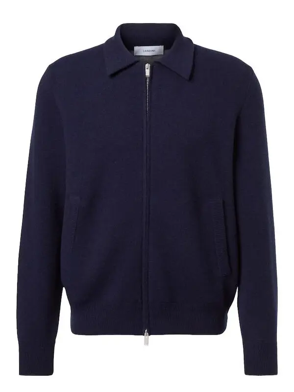 LARDINI Wool-blend Zip-up Cardigan - Blue
