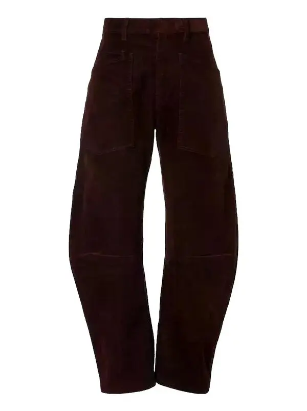 NILI LOTAN Shon Mid-rise Barrel-leg Pants - Burgundy