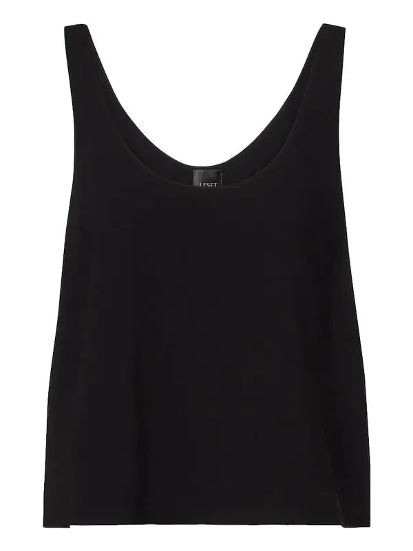 LESET Ari Cropped Crêpe Tank Top - Black