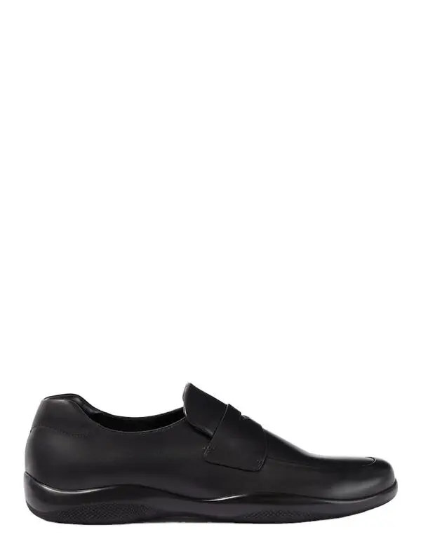 Prada Toblach Leather Penny Loafers - Black
