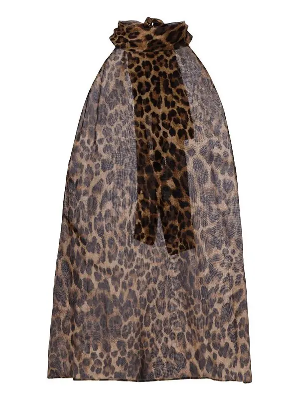 NILI LOTAN Alla Tie-neck Leopard-print Silk Top - Multicoloured