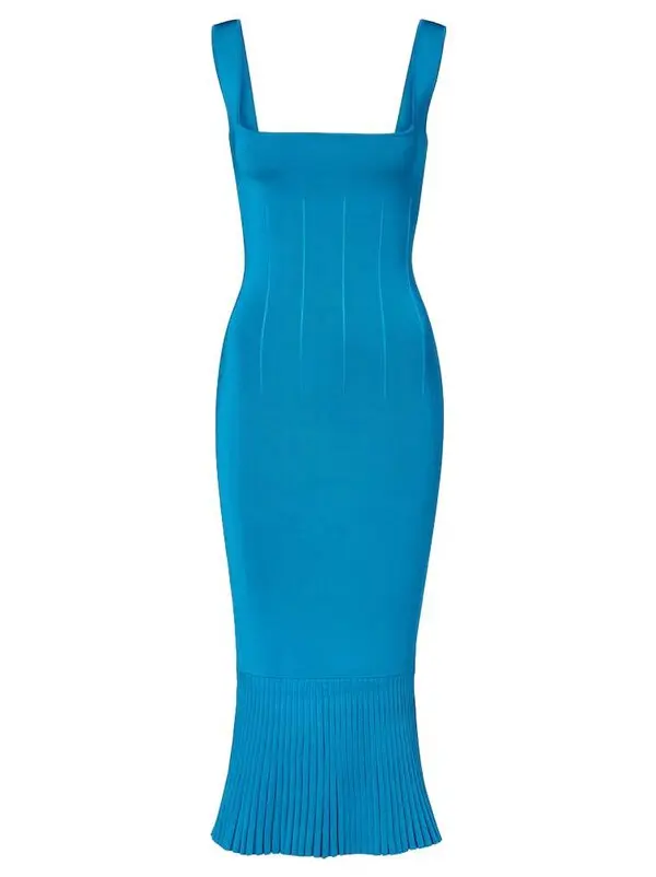 Galvan Atalanta Ribbed-knit Cocktail Dress - Blue