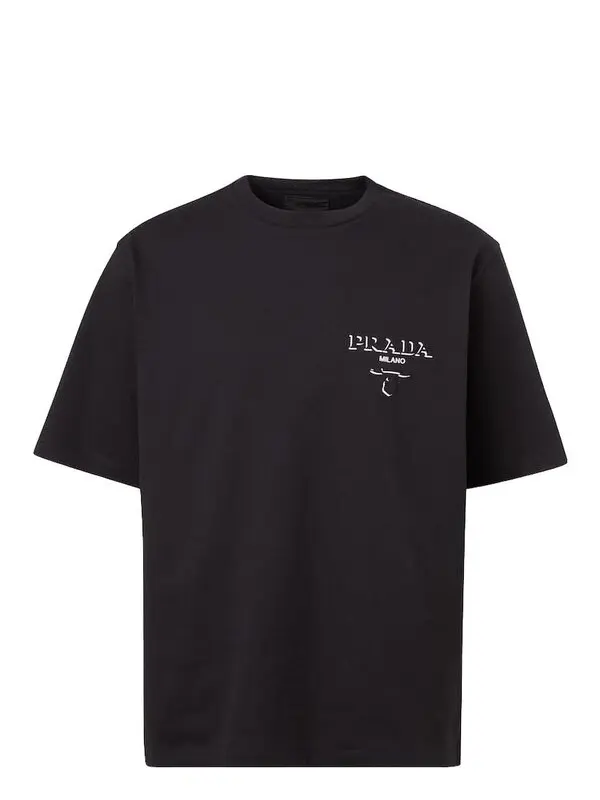 Prada Logo Cotton Jersey T-shirt - Black