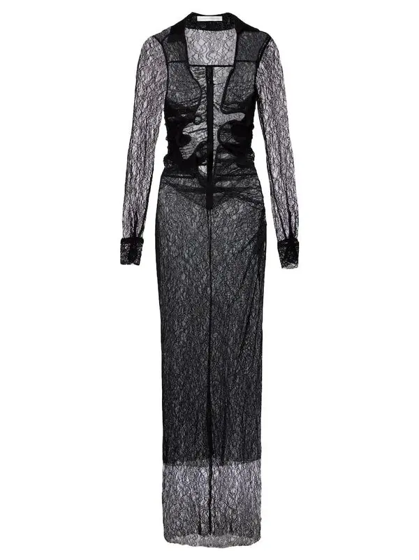 Christopher Esber Venus Sheer Lace Gown - Black