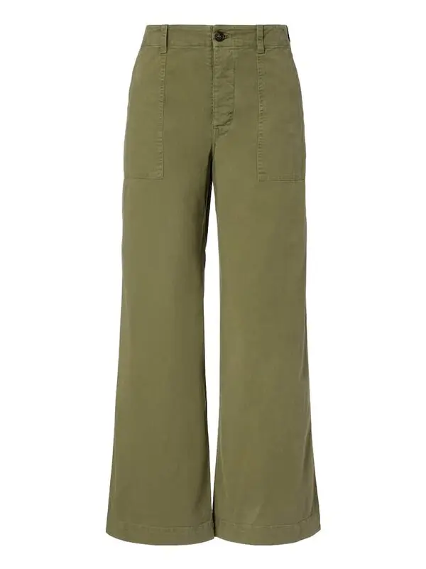 NILI LOTAN Leon Mid-rise Wide-leg Twill Pants - Green