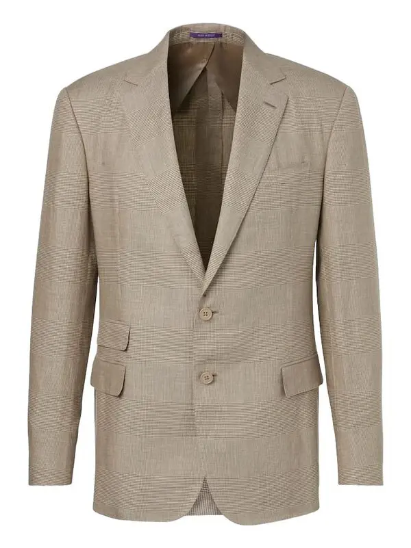 Ralph Lauren Checked Linen And Silk Blazer - Beige
