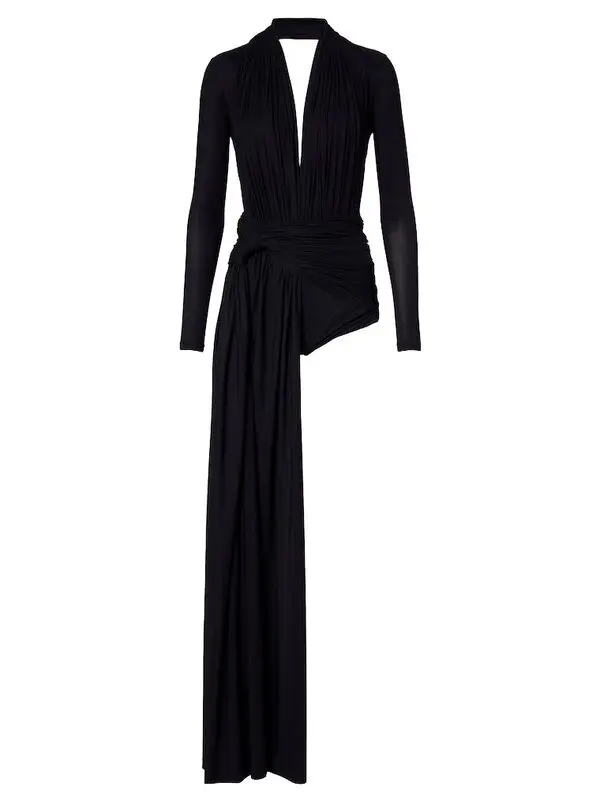 Balenciaga Asymmetric Draped Minidress - Black
