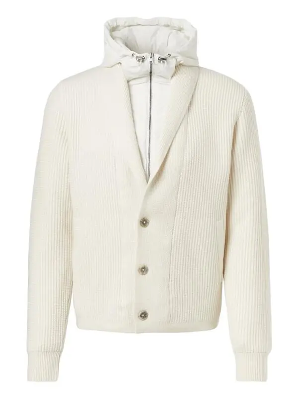 Herno Ribbed-knit Wool Cardigan - White
