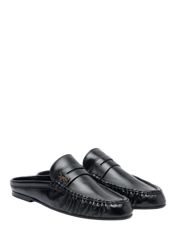 Saint Laurent Le Loafer Leather Mules - Black