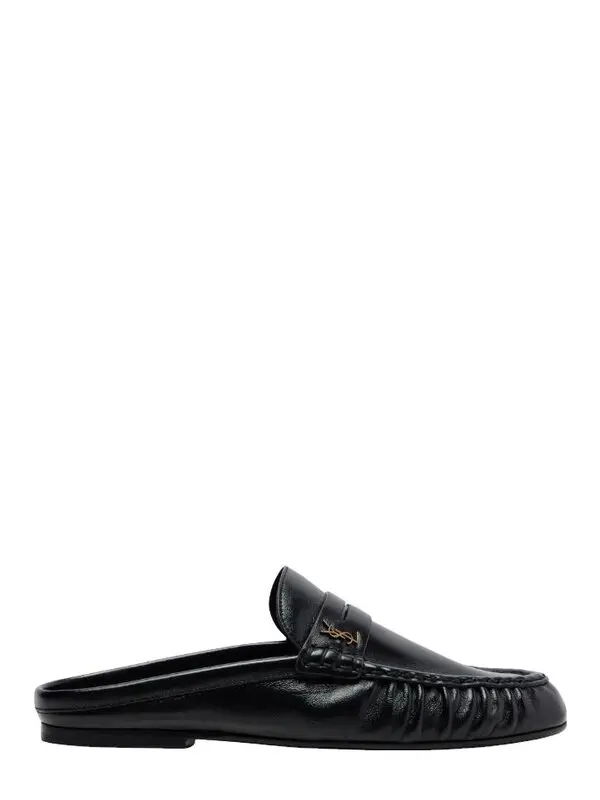 Saint Laurent Le Loafer Leather Mules - Black