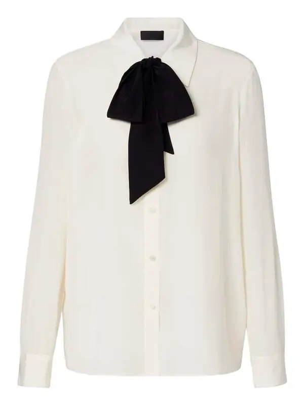 NILI LOTAN Hanford Scarf-detail Silk Shirt - White