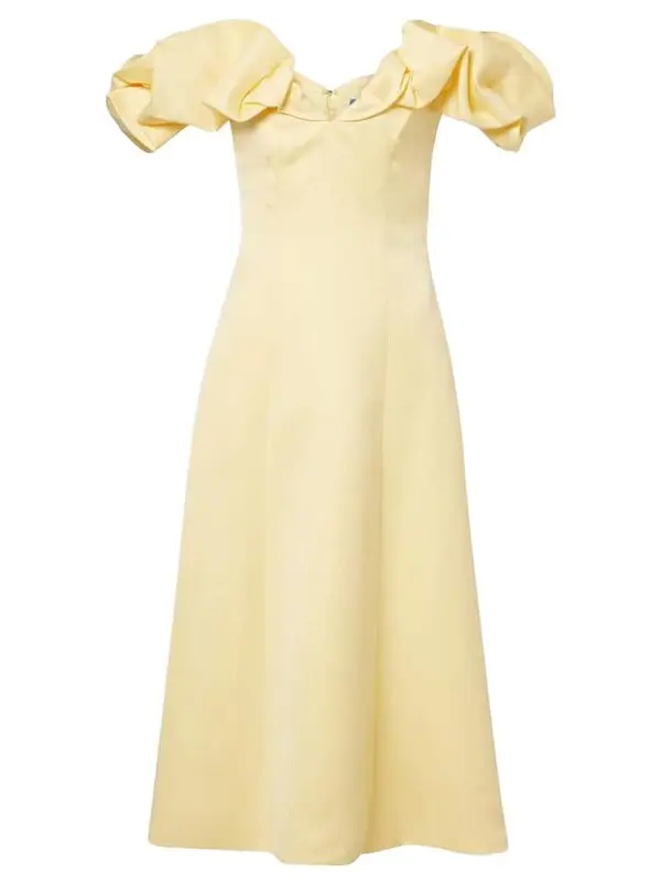 LEO LIN Annie Ruffled Off-shoulder Midi Dress - Yellow