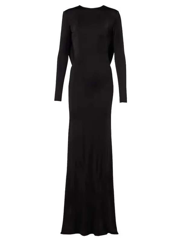 THE NEW ARRIVALS ILKYAZ OZEL Roisin Draped Open-back Gown - Black