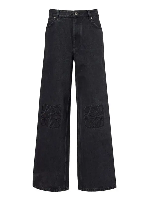 Loewe Anagram Wide-leg Jeans - Black
