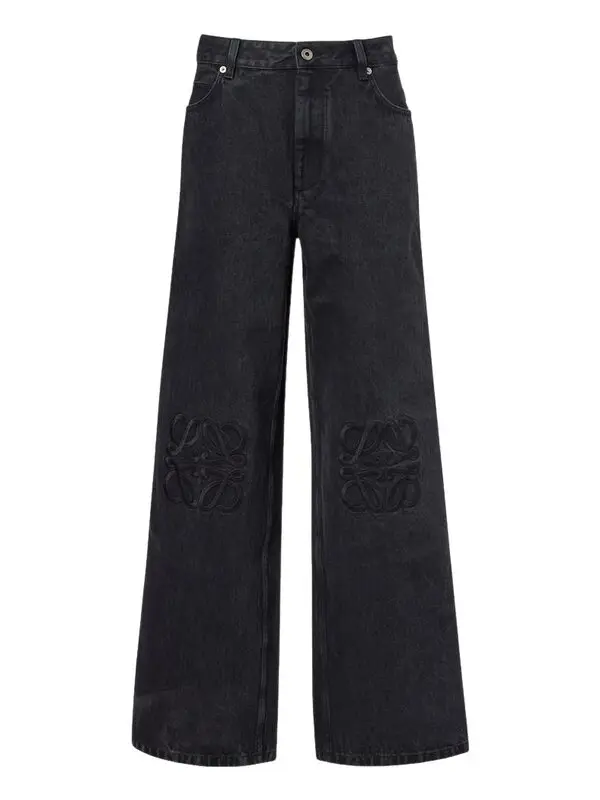 Loewe Anagram Wide-leg Jeans - Black