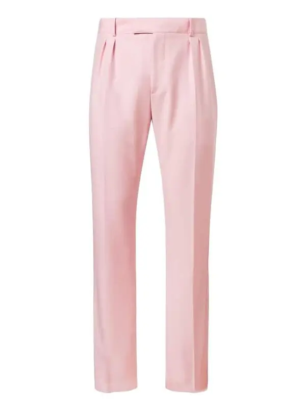 Alexander McQueen Silk-trimmed Wool And Mohair Slim Pants - Pink