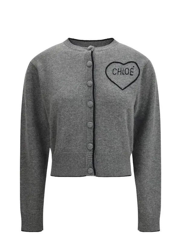 Chloé Logo Fitted Cardigan - Grey