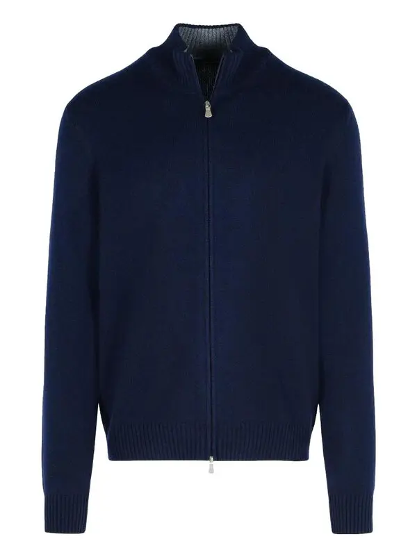GRAN SASSO Cashmere Zip-up Sweater - Blue