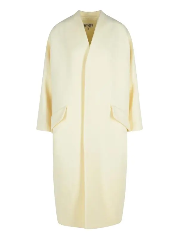 MAISON MARGIELA Milk White Virgin Wool Blend Coat - Beige