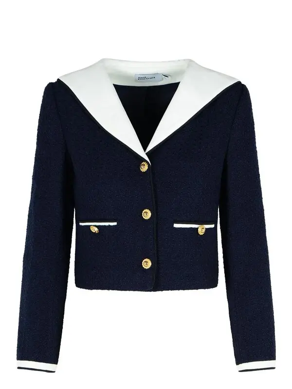 SELF-PORTRAIT Boucle Wool-blend Jacket - Blue