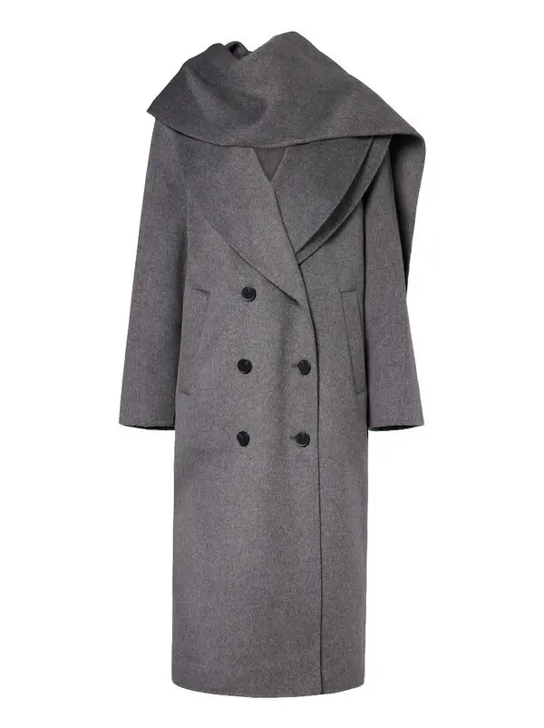 RÓHE Scarf-detail Double-breasted Wool And Cashmere Coat - Grey