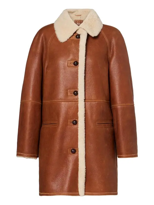 Isabel Marant Étoile Berthie Shearling-trimmed Leather Coat - Brown