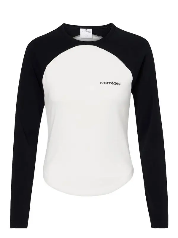 COURREGES Circle Contrast Cotton Jersey T-shirt - White