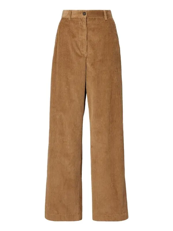 Miu Miu Cotton Corduroy Wide-leg Trousers - Beige