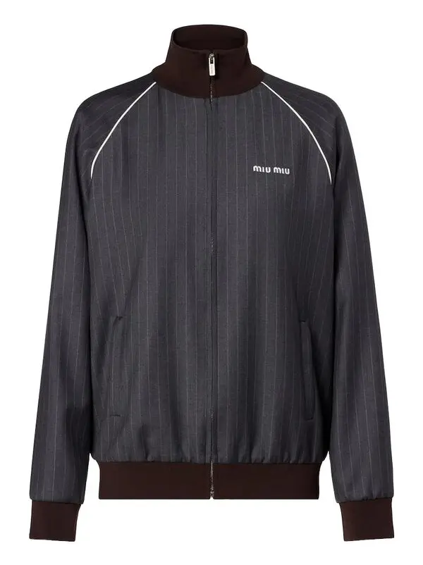 Miu Miu Pinstripe Virgin Wool Blouson - Grey